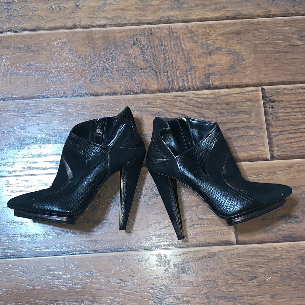 Roberto Cavalli Black Suede, Snake Print And Leather … - Gem